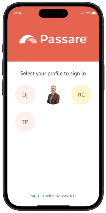 Sign in to Passare mobile