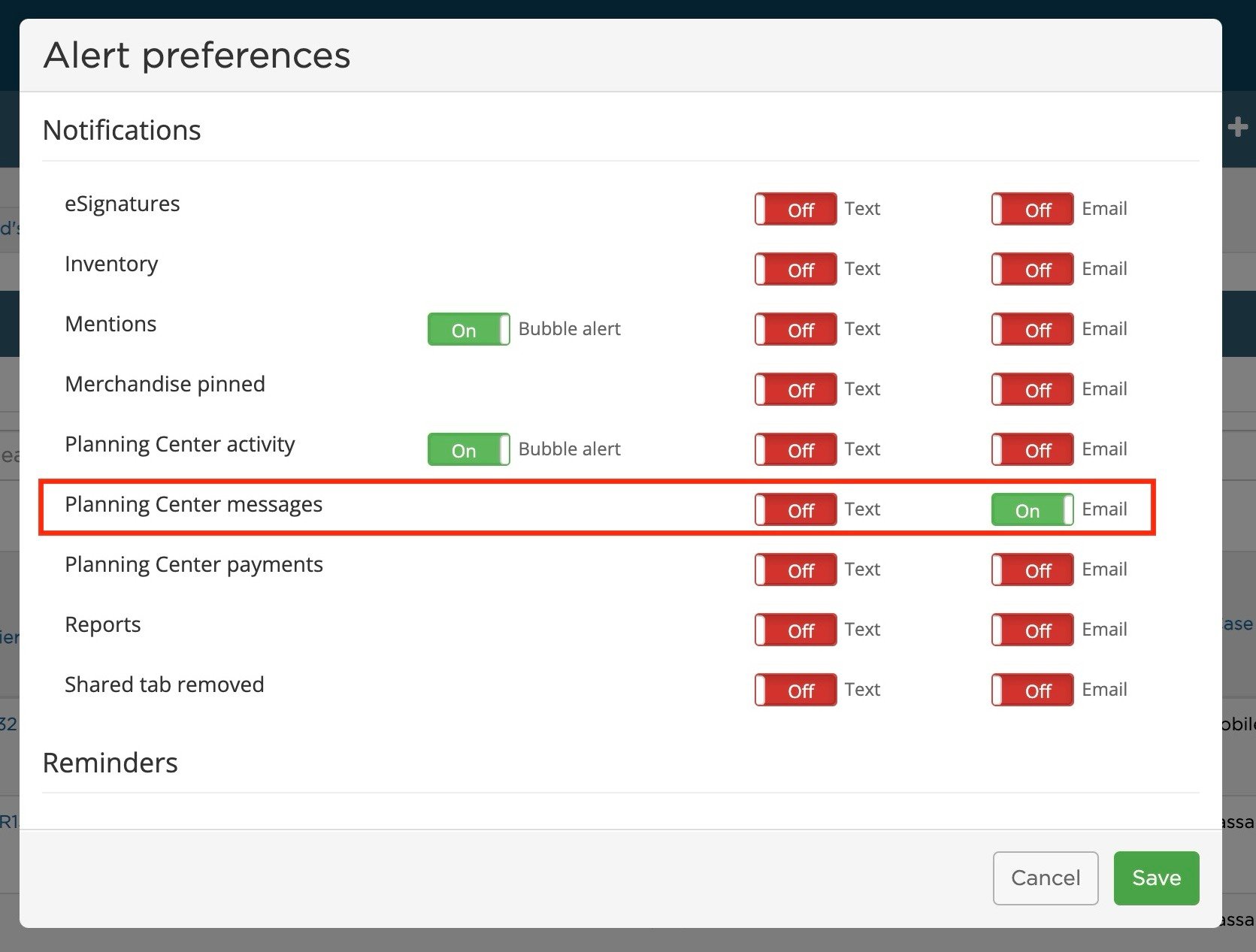 Getting started with Planning Center Messages