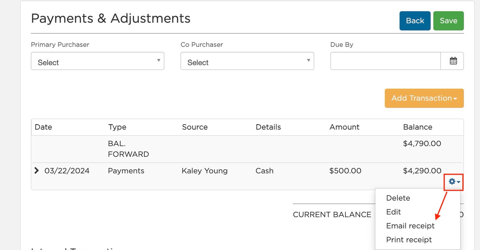 Payments and adjustments