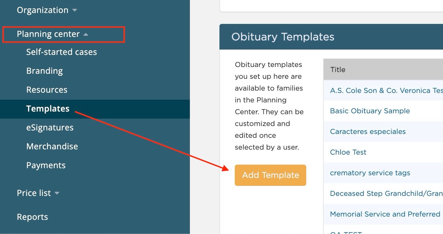 Create an obituary template