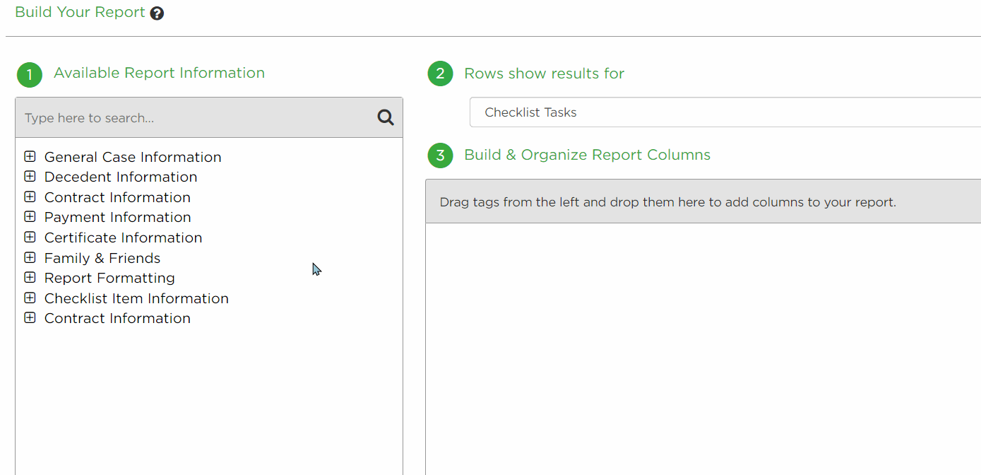 Create and run checklist reports