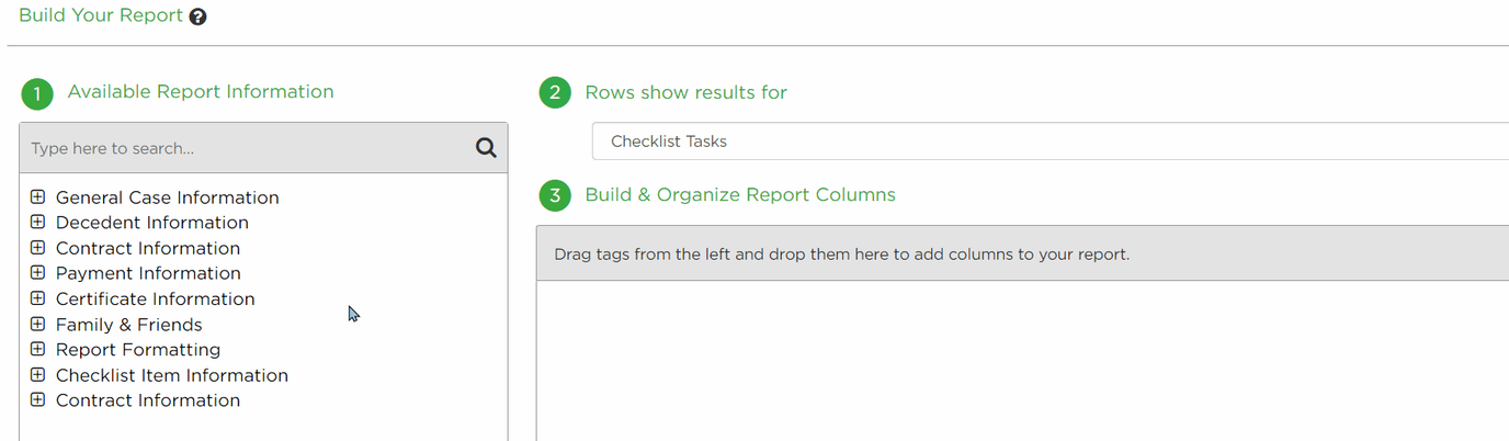 Create and run checklist reports