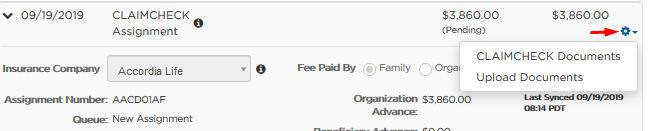 Enter a Claimcheck assignment