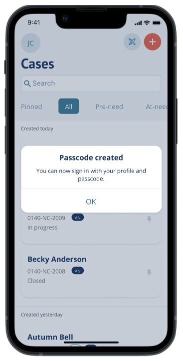 Sign in to Passare Mobile