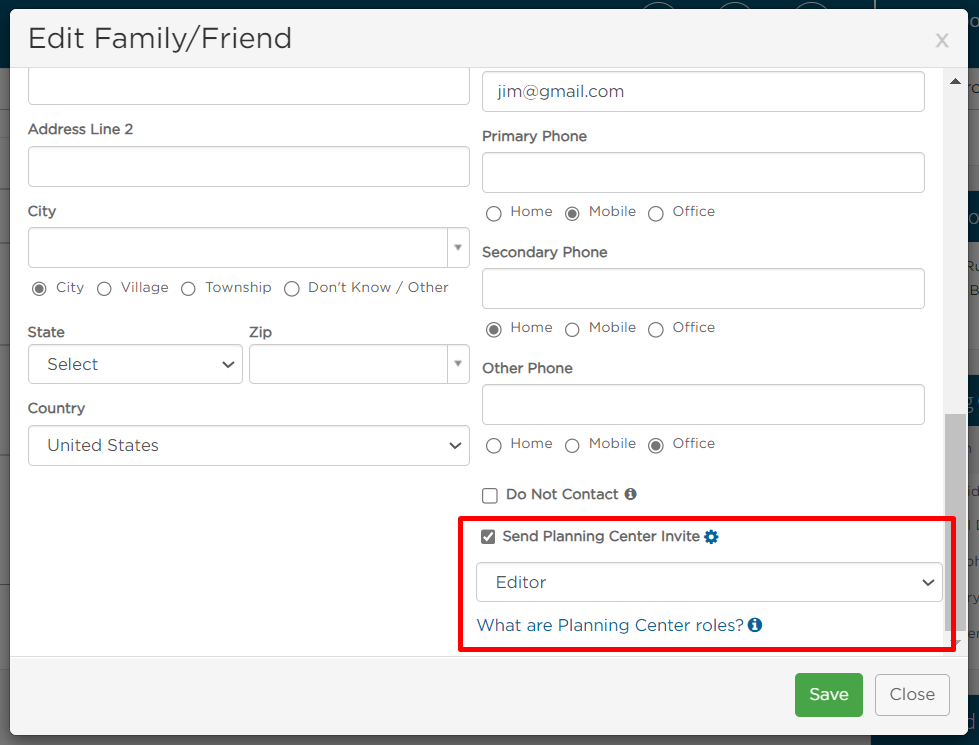 Send Planning Center invites via text or email