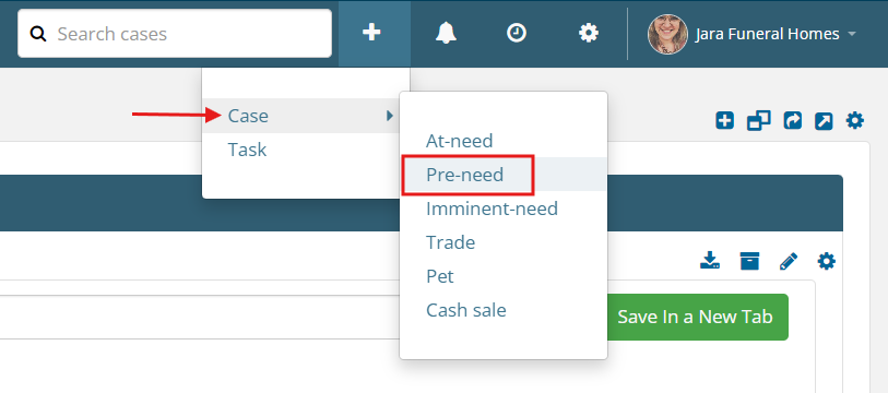 Create a pre-need case