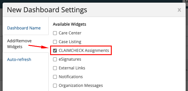 Add a Claimcheck dashboard