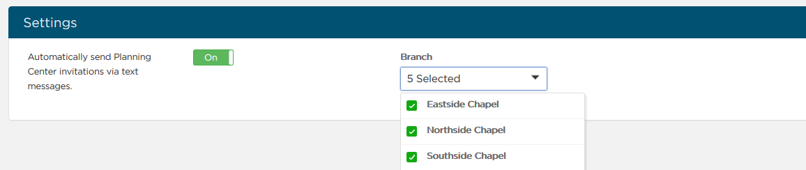 Send Planning Center invites via text or email